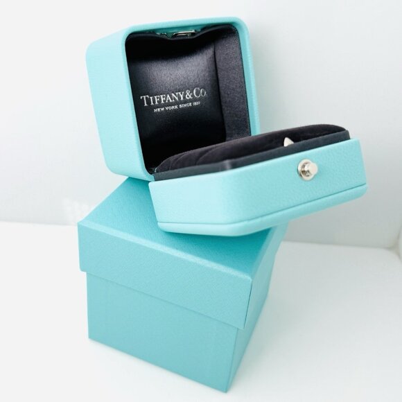 Tiffany & Co. | Jewelry | Tiffany Co Blue Leather Empty Double 2 Ring ...